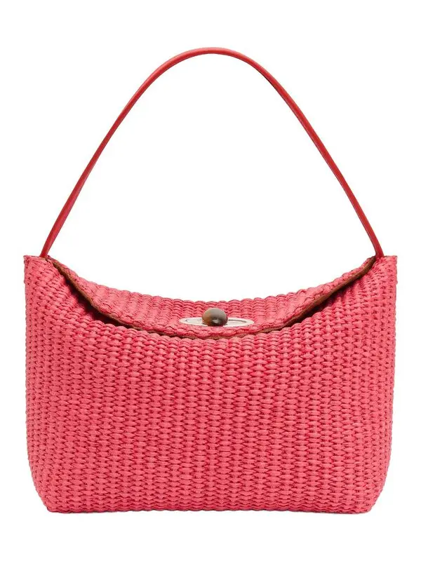 Christopher Esber Turnlock Raffia Mini Bag - Pink