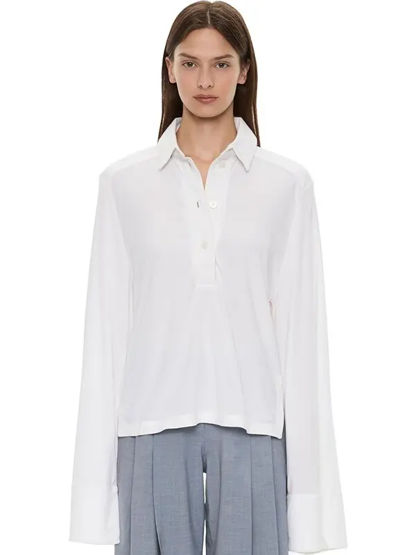 Christopher Esber Deconstructed Long Sleeve Polo - White