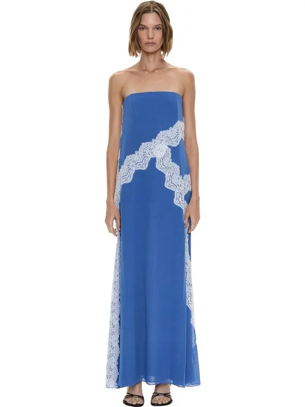 Christopher Esber Verve Lace Strapless Maxi Dress - Blue