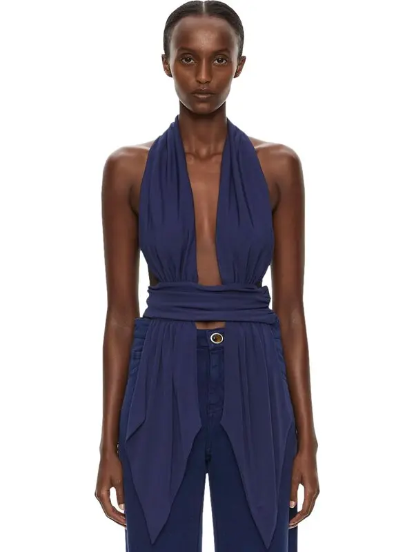 Christopher Esber Scarf Draped Halter Top - Blue