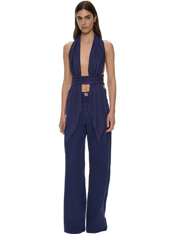 Christopher Esber Scarf Draped Halter Top - Blue
