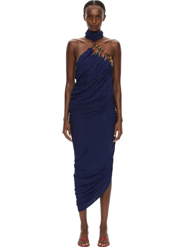 Christopher Esber Tropique Droplet Halter Dress - Blue