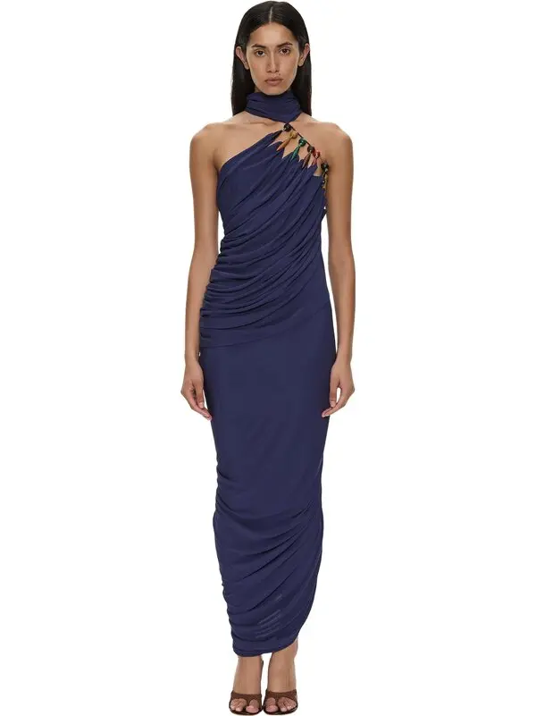 Christopher Esber Tropique Droplet Halter Dress - Blue