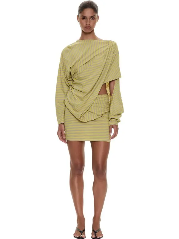 Christopher Esber Aiba Draped Cotton Jersey Long Sleeve Dress - Yellow
