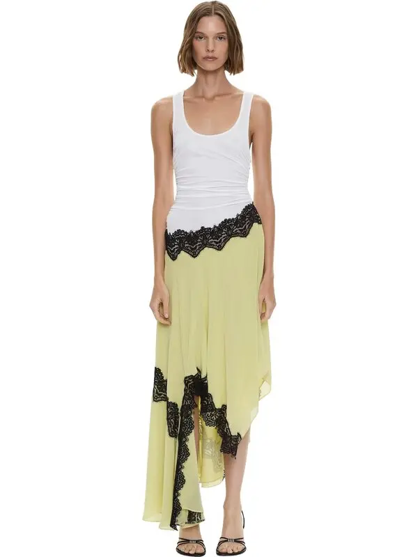 Christopher Esber Cutaway Lace Gathered Tank Dress - Yellow