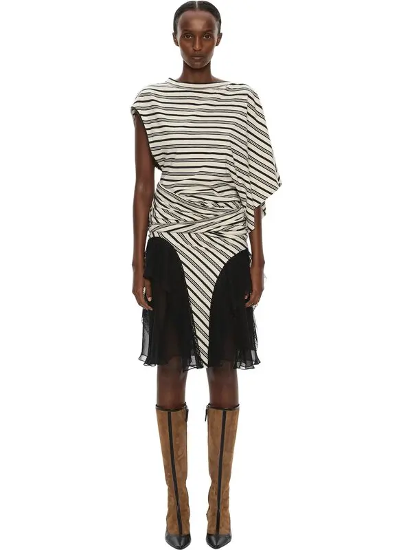 Christopher Esber Striped Jersey Panelled Tee Dress - Black