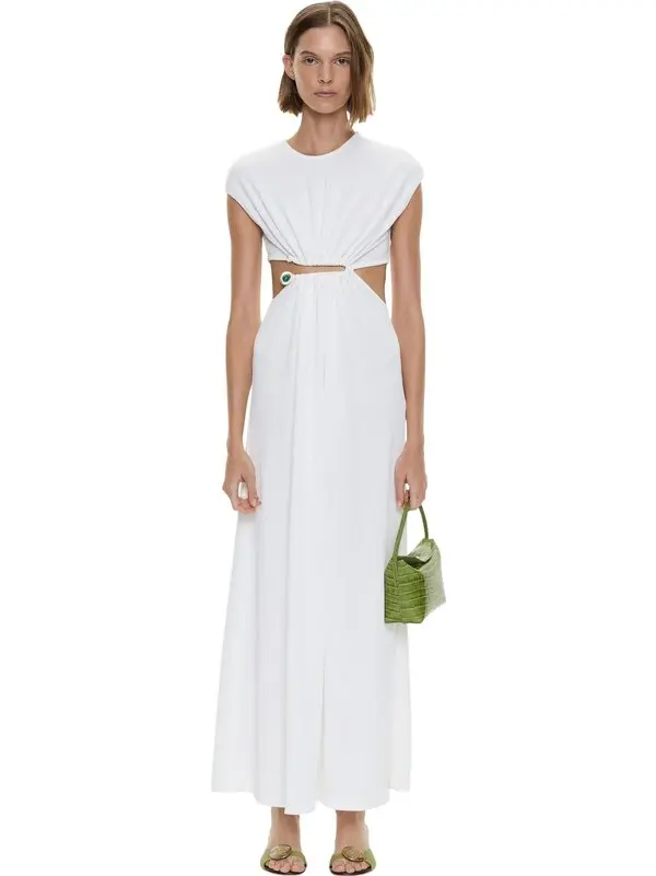 Christopher Esber Droplet Crystal Clasp Tank Dress - White