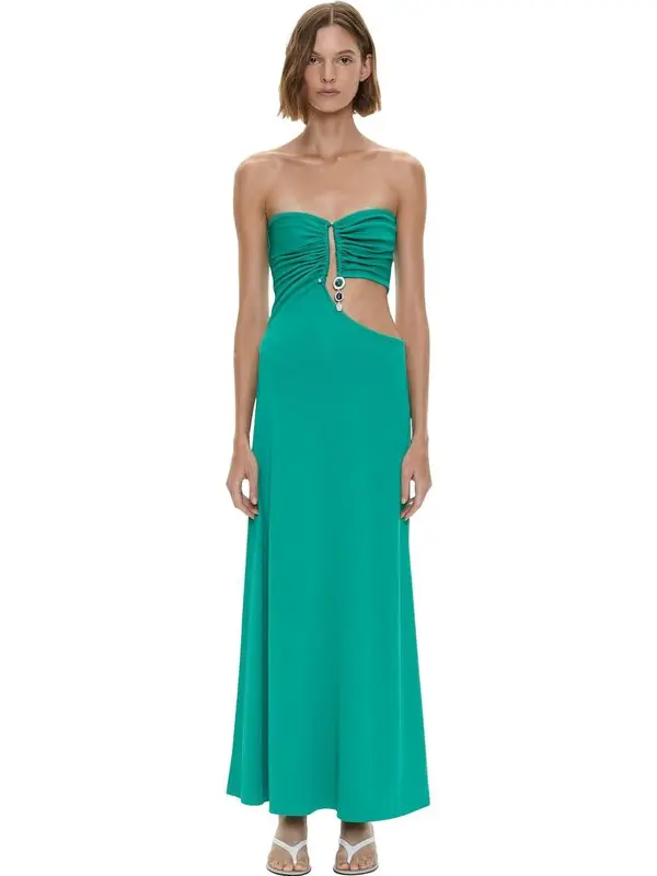 Christopher Esber Droplet Crystal Pendant Strapless Dress - Green