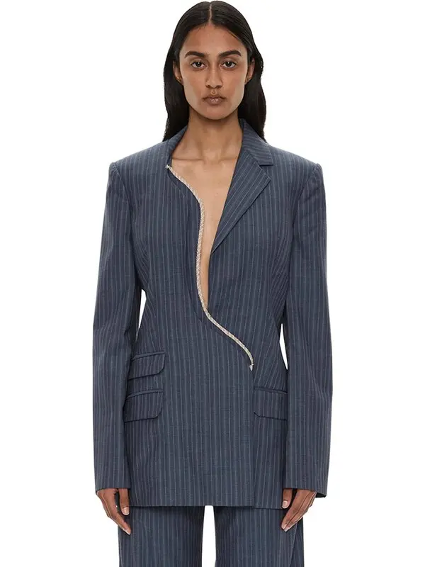 Christopher Esber Torrent Pinstripe Blazer - Blue