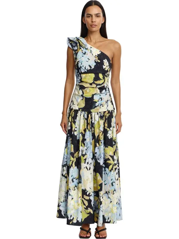 Acler Benetti Maxi Dress Abstract Floral - Hamptons Hydrangea