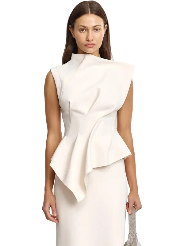 Acler Sculptural Peplum Top - Pearl