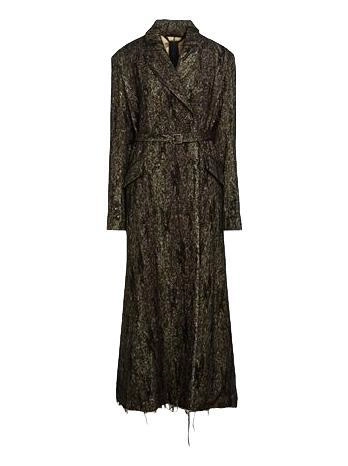 Masnada Double-breasted Jacquard Coat With Belt And Fringes - Black