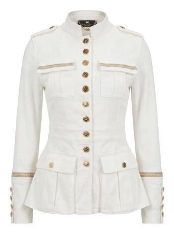 Elisabetta Franchi Gabardine Jacket With Metallic Appliqués - White
