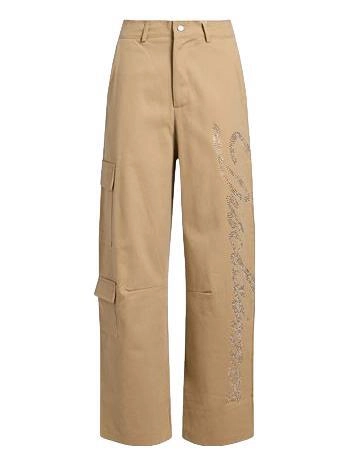 DISCLAIMER Embellished Cotton Denim Jeans - Beige