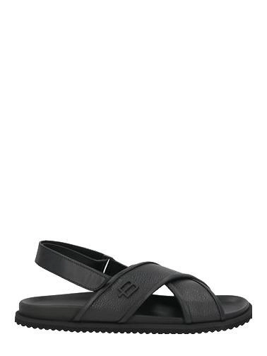 BALDININI Leather Sandals With Pebbled Texture And Logo Embellishment - Black