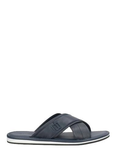 BALDININI Leather Sandals With Brand Logo - Navy