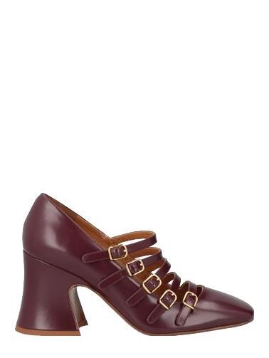 Chloé Leather Mary Jane Pumps With Block Heel - Garnet