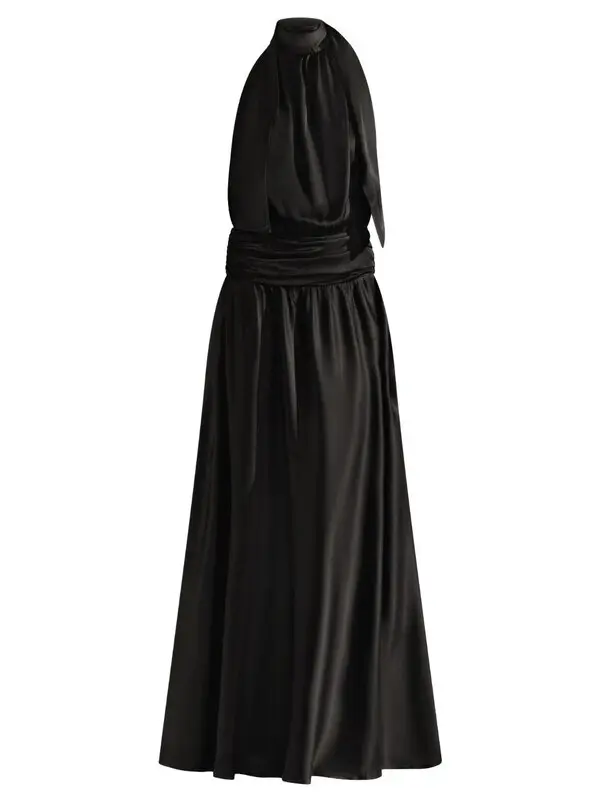 THE SOCIALITE OFFICIAL Halterneck Maxi Dress With Tie Straps - Black