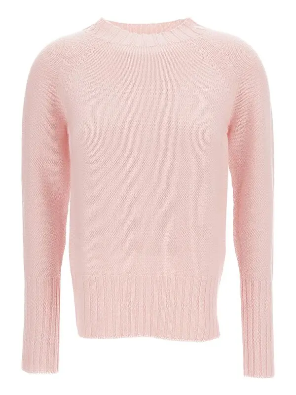 DRUMOHR Merino Wool Raglan Crew-neck Sweater - Rosa