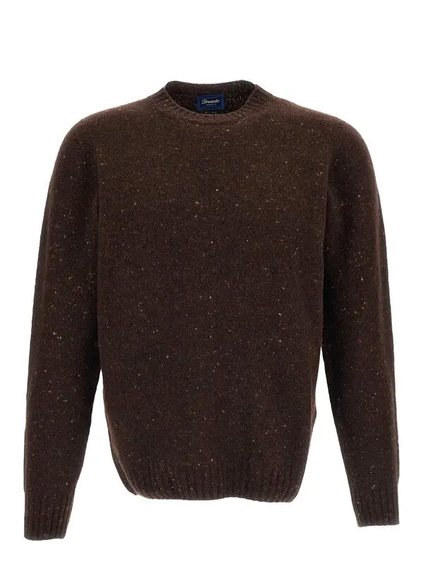 DRUMOHR Wool-blend Tweed Effect Crew Neck Sweater - Brown