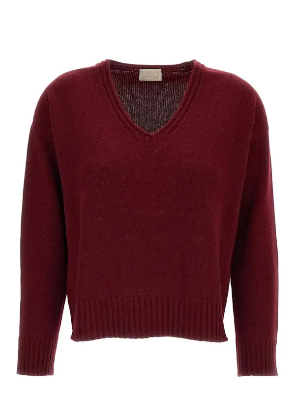 DRUMOHR Boxy V-neck Cashmere Sweater - Rosso