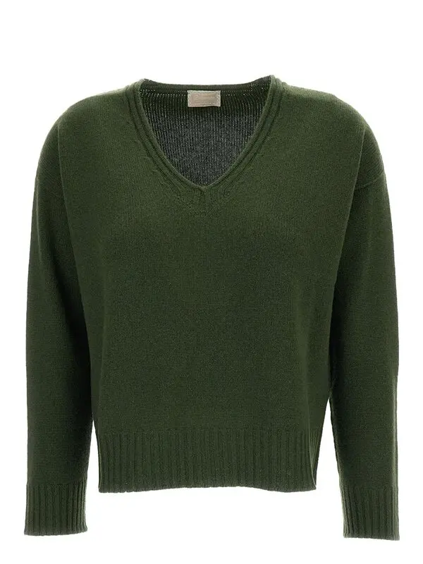 DRUMOHR Boxy V-neck Cashmere Sweater - Verde