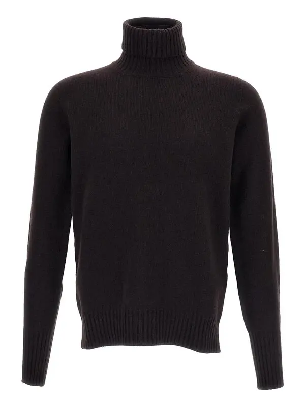 DRUMOHR Turtleneck Sweater In Combed Wool - Brown