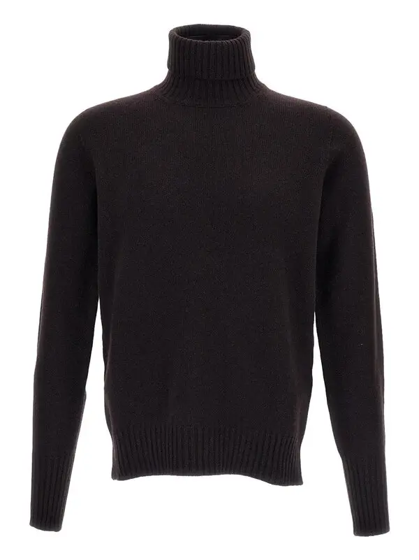 DRUMOHR Turtleneck Sweater In Combed Wool - Marrone