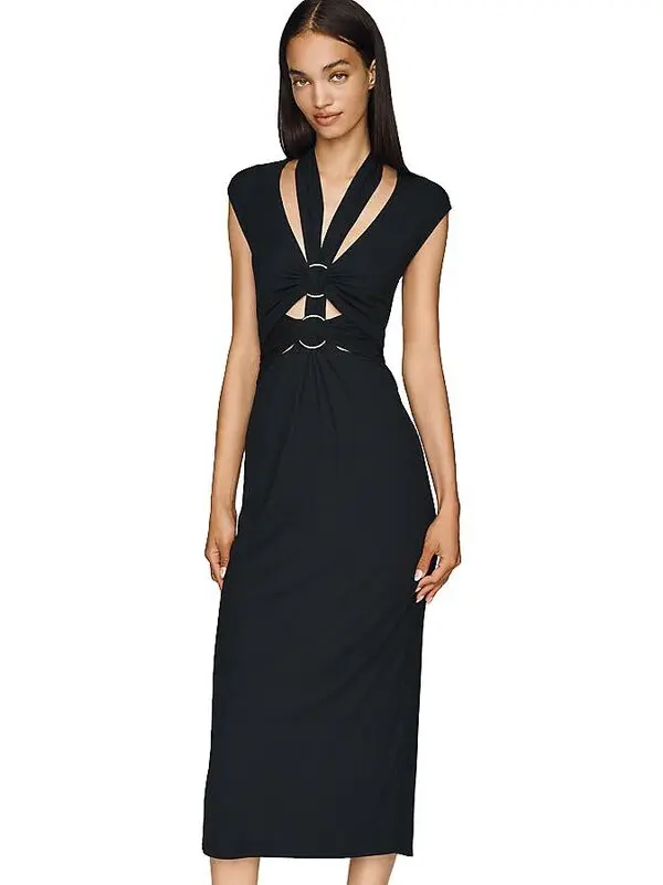 Anthropologie Strappy Hardware Midi Dress - Black