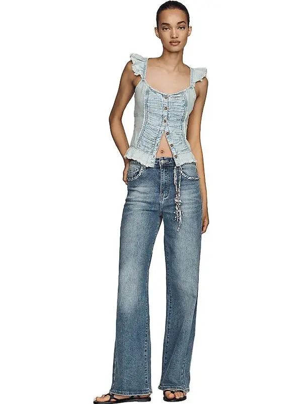 SIEMPRE Scarf High-rise Wide-leg Jeans - Medium Denim