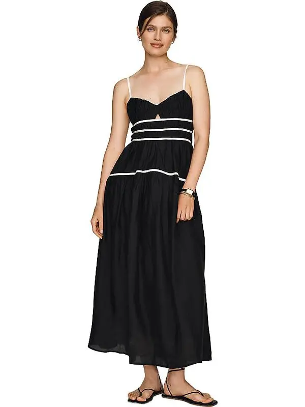 Moon River Piped Midi Dress - Black