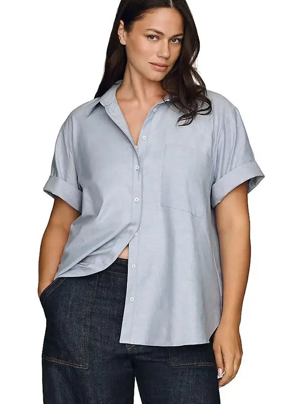 Maeve Short-sleeve Yoke Shirt - Blue