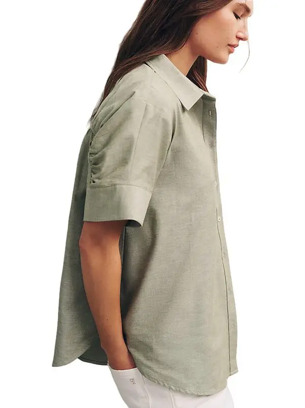 Maeve Short-sleeve Yoke Shirt - Green