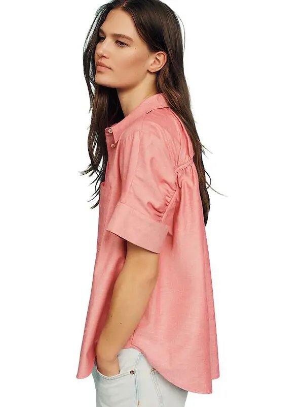 Maeve Short-sleeve Yoke Shirt Top - Red
