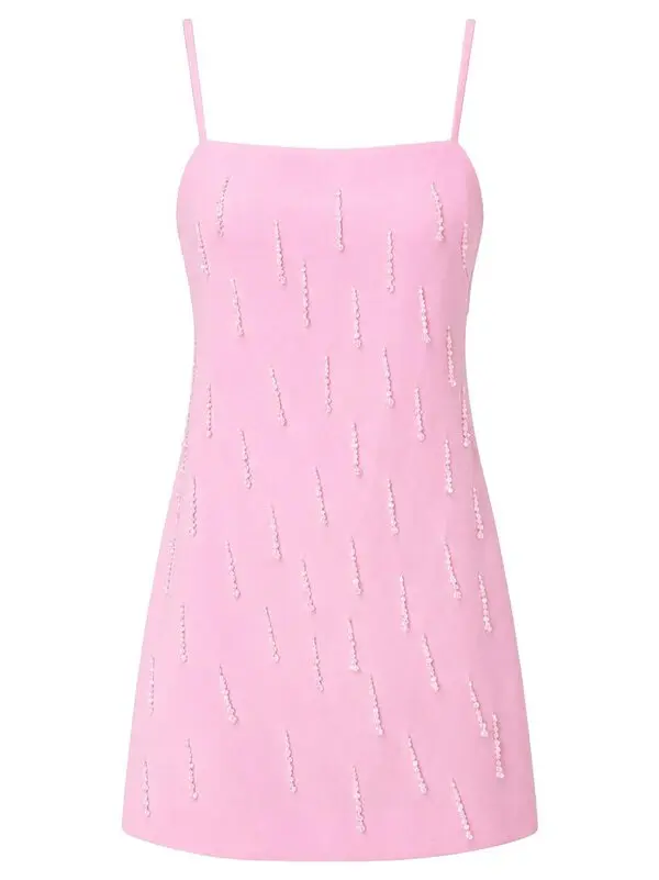 EXQUISE Mini Dress With Pearl Embellishments - Pink