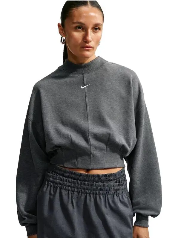 Nike Studio Fleece Cropped Crew - Grey