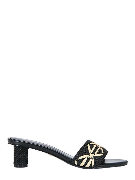 Raye Lillian Raffia Stiletto Sandal - Black Raffia Multi