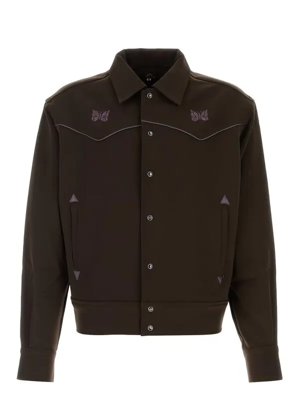 Needles Embroidered Jersey Jacket - Brown