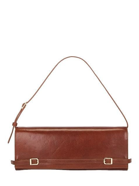 Simkhai River East West Vachetta Leather Clutch In Cognac - Saddle