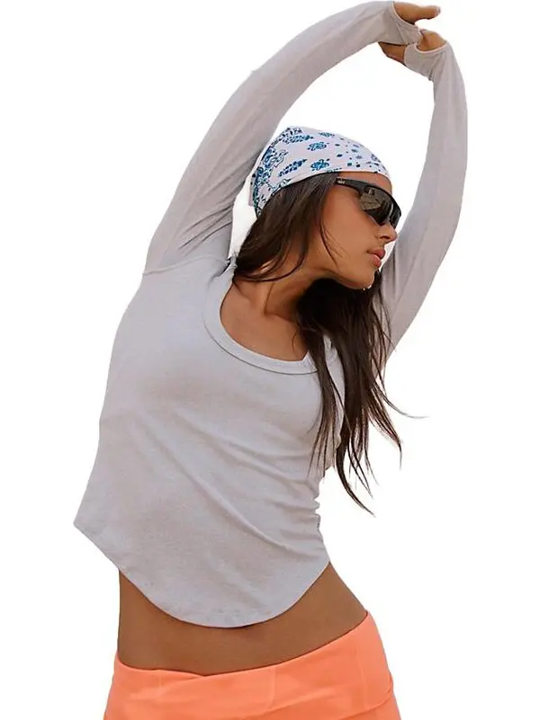 Free People Up Next Scoop Long Sleeve - Heather Grey