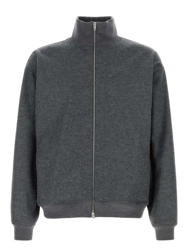 JIL SANDER Grey Wool Zip-up Jacket - Gray