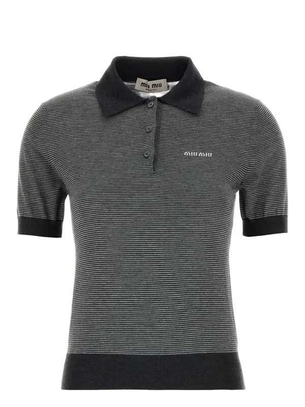 Miu Miu Embroidered Cashmere Blend Polo Shirt - Multicolor