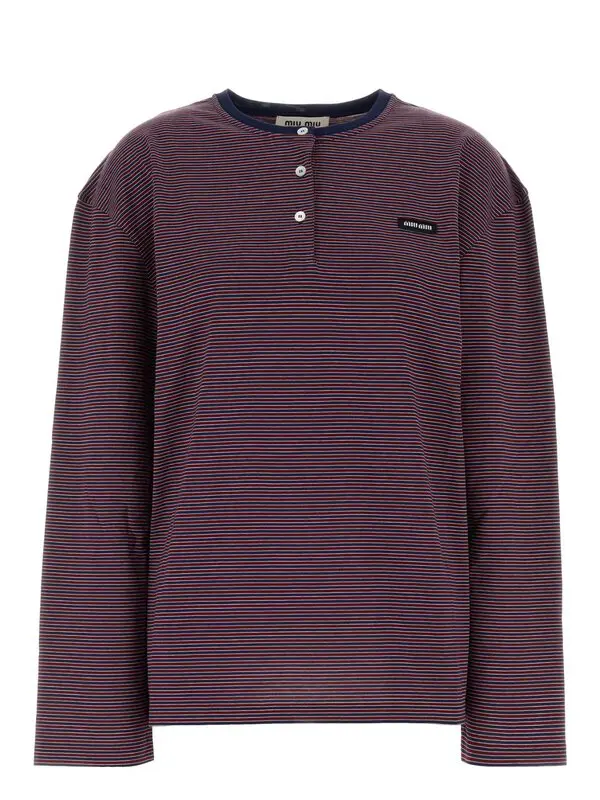 Miu Miu Embroidered Cotton Oversize T-shirt - Multicolor