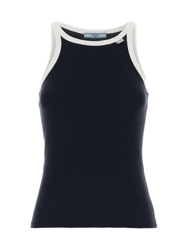 Prada Navy Cotton Tank Top - Blue