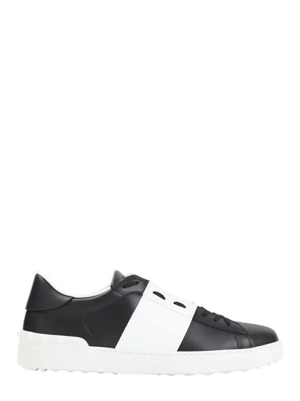 Valentino Garavani Calf Leather Sneakers With Studded Heels - Black