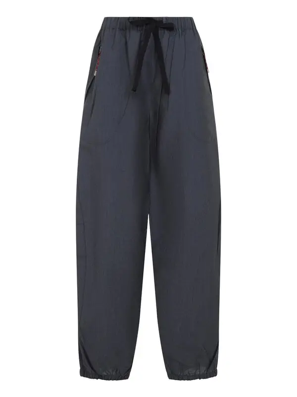 Prada Wool Pants With Elasticated Cuffs And Drawstring Waistband - Blue