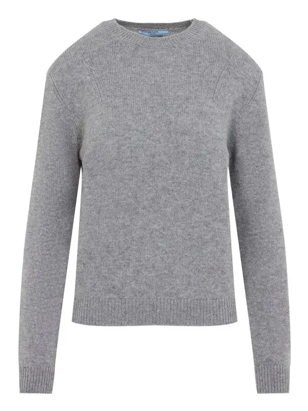 Prada Cashmere Sweater With Embellished Hood - Gray