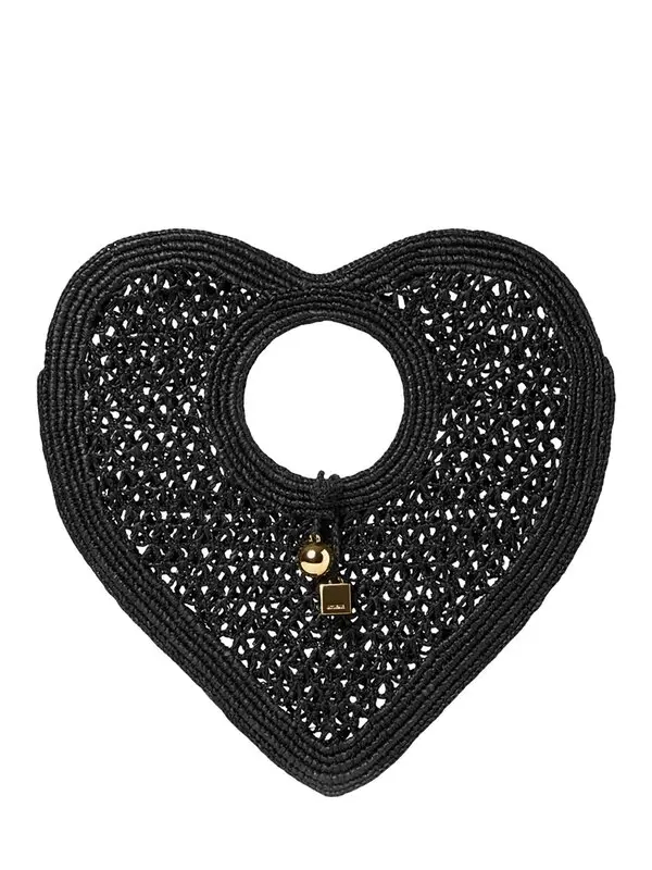 Jacquemus Le Spiaggia Coeur Raffia Clutch Bag - Black
