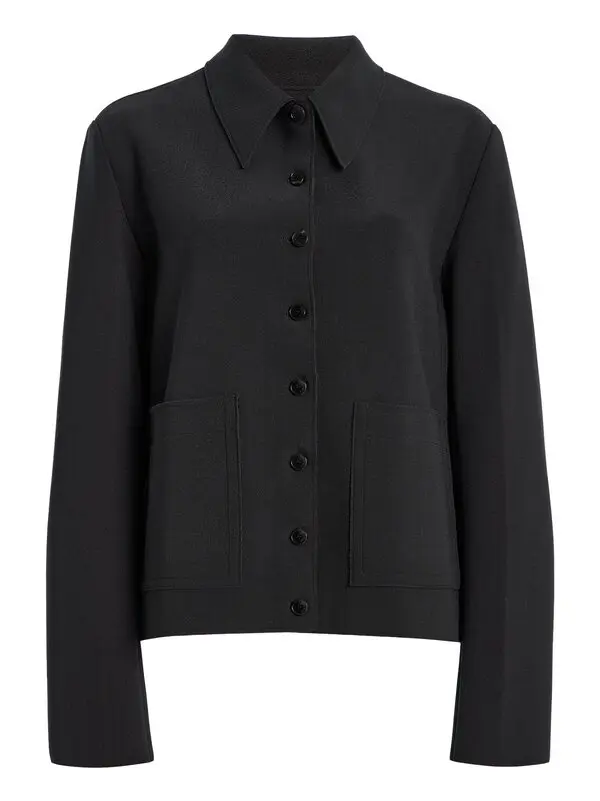 BIRROT Lay3 Point Collar Crepe Jacket - Black