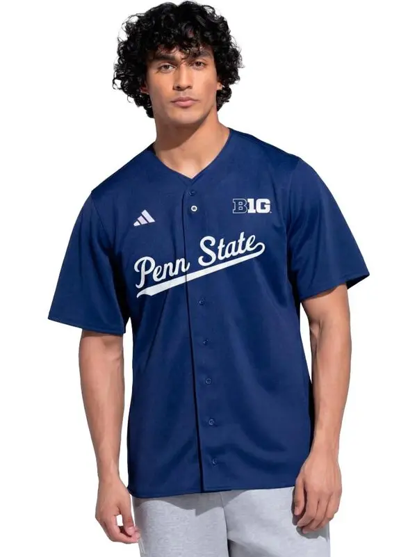 Adidas Penn State Nittany Lions Full Button Jersey - Team Navy